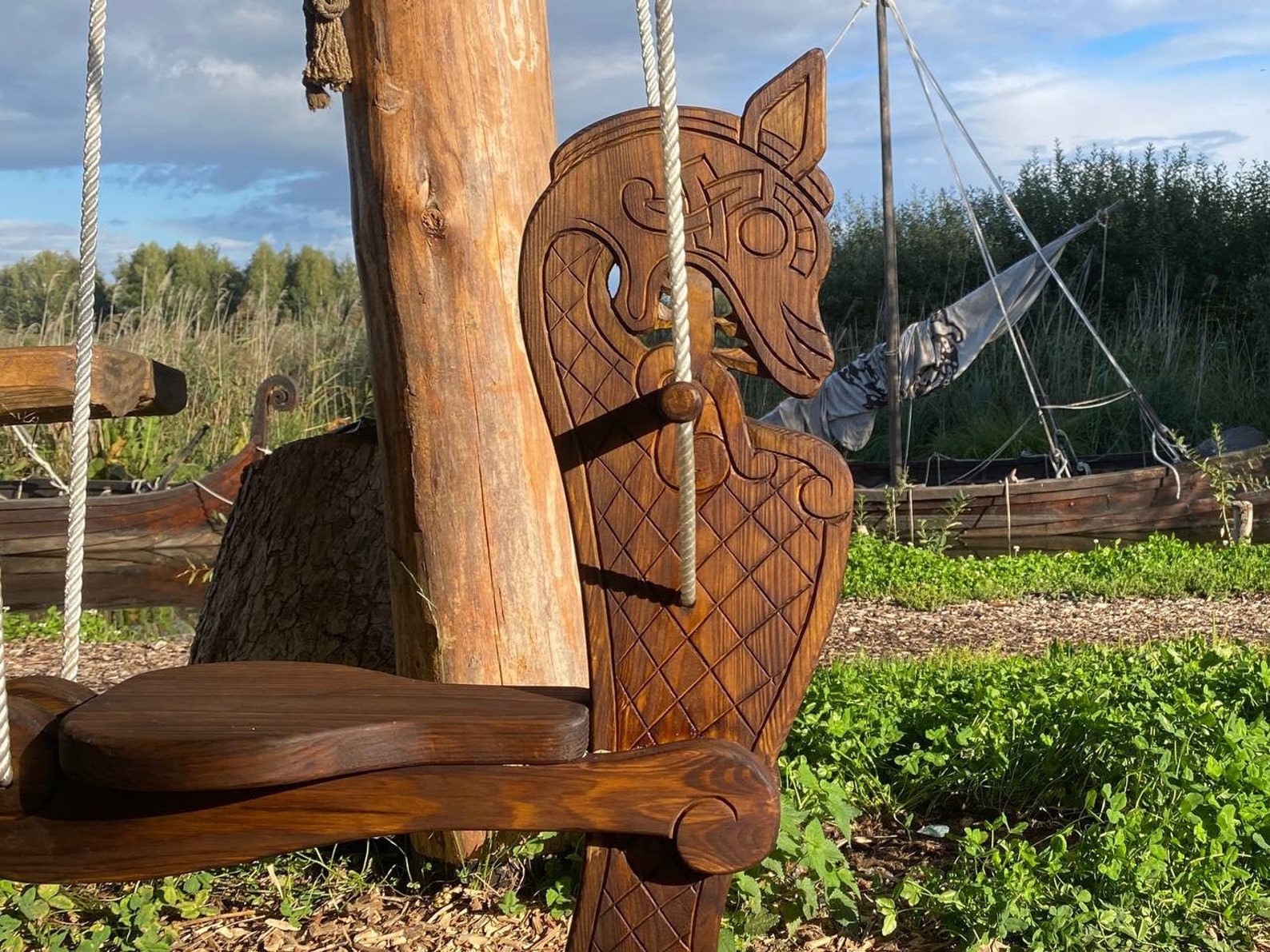 Children's Wooden Swing Dragon Wood Carving - Etsy