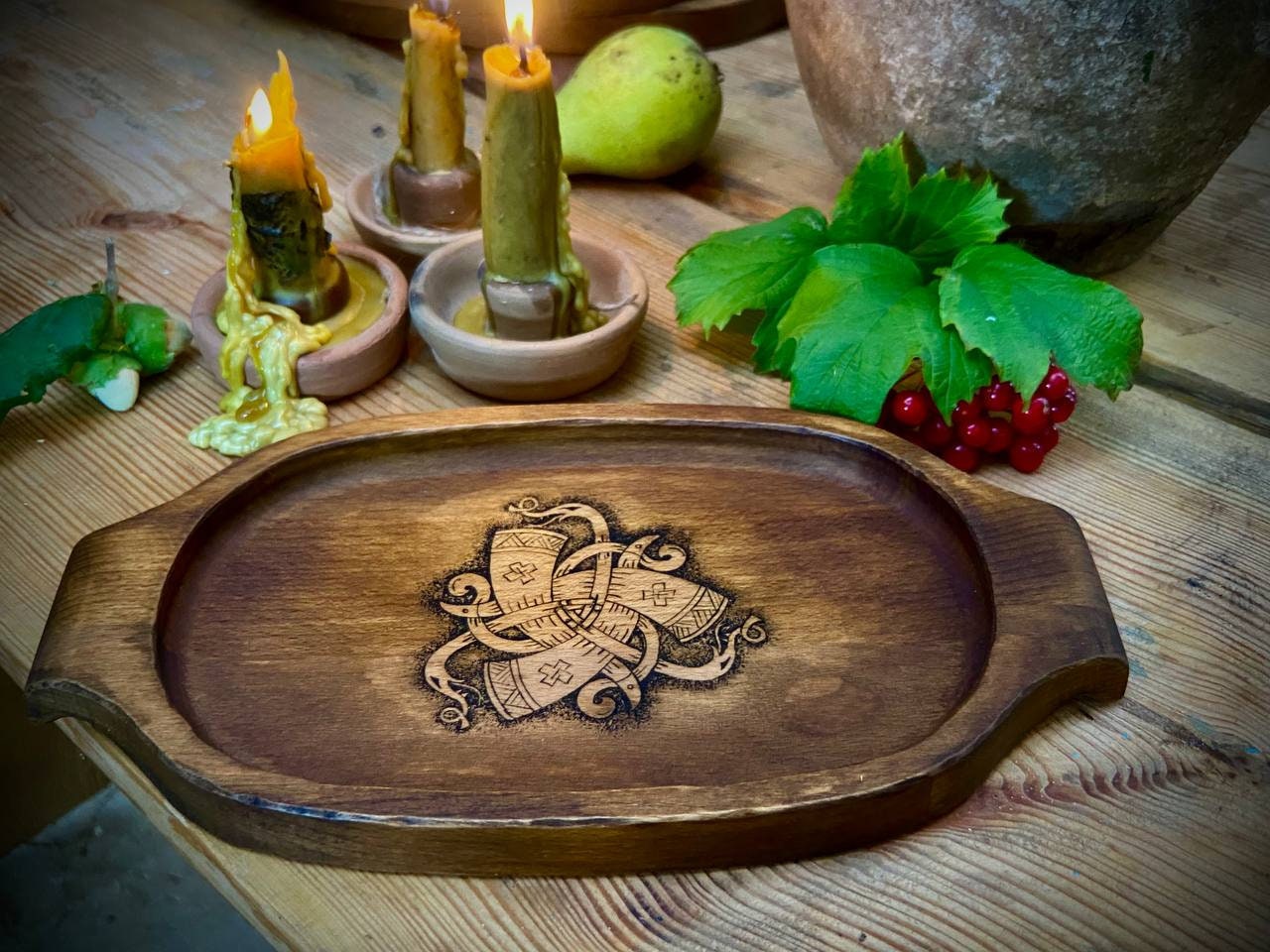 Wooden Food Tray Plate Odins Horns Norse Viking Symbols - Etsy