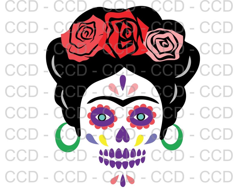 Frida Kahlo Calavera/sugar Skull, SVG, Dia De Los Muertos,cricut ...