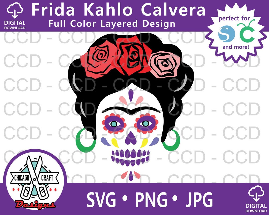 Frida Kahlo Calavera/sugar Skull, SVG, Dia De Los Muertos,cricut ...