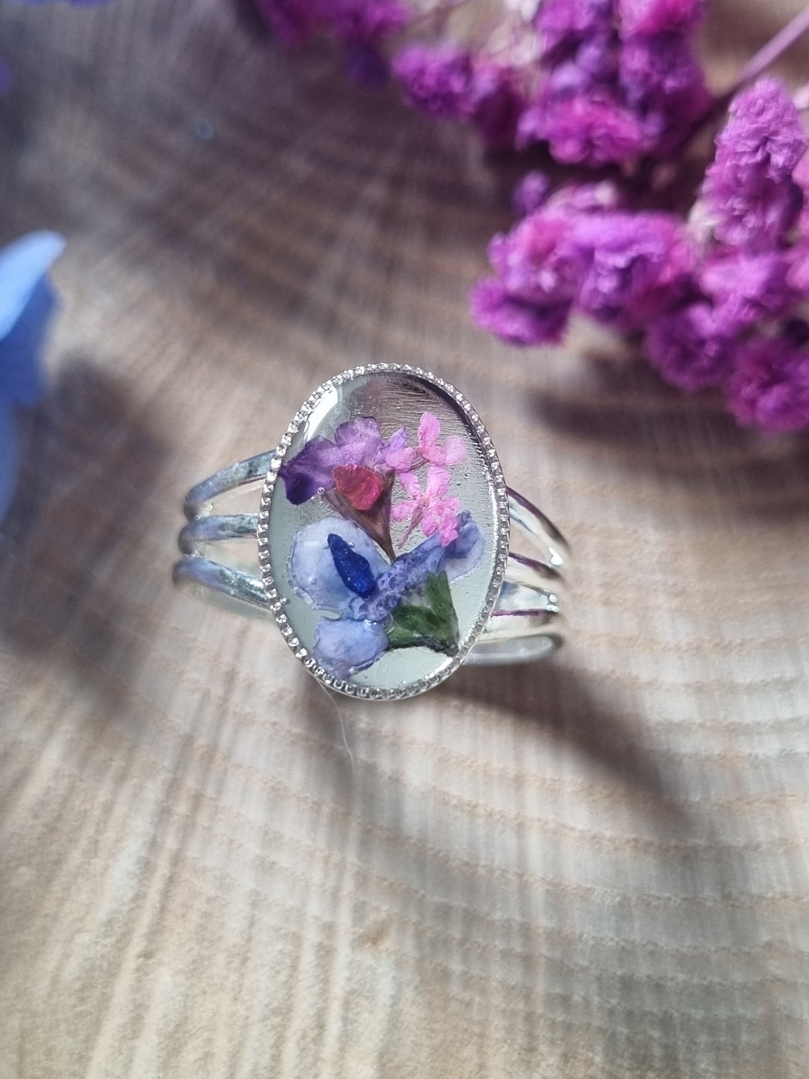 Multicoloured Floral Oval Ring - Etsy
