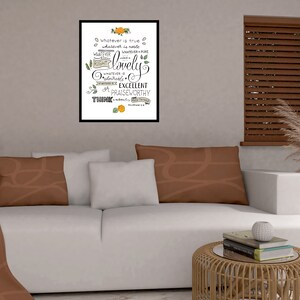 Christian Wall Art Philippians 4:8 Sign Art Christian Wall Decor Bible ...
