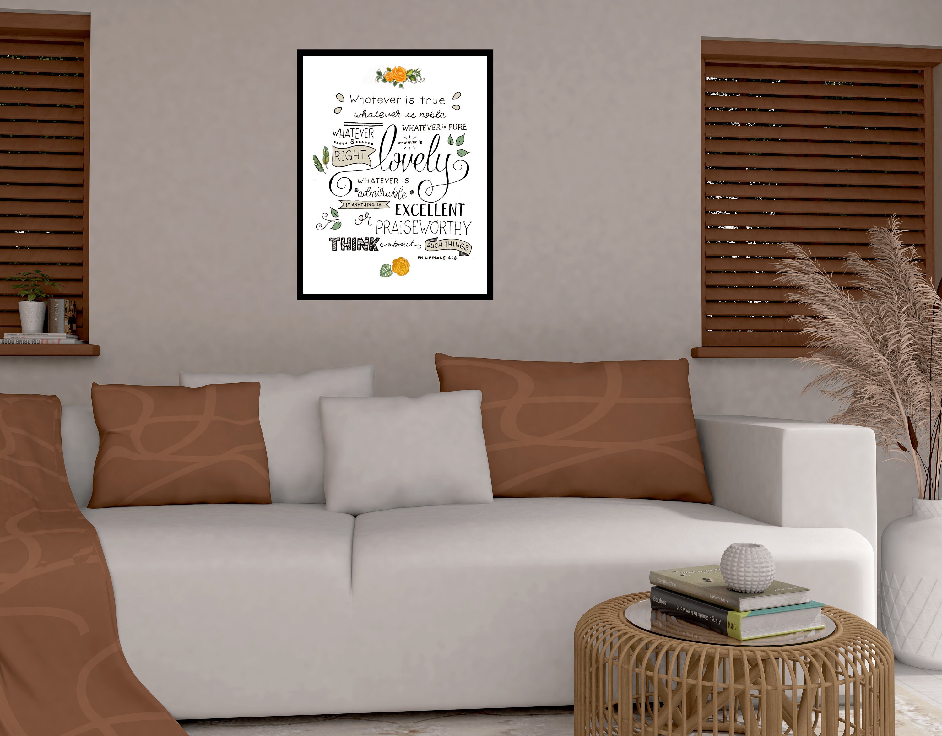 Christian Wall Art Philippians 4:8 Sign Art Christian Wall Decor Bible ...