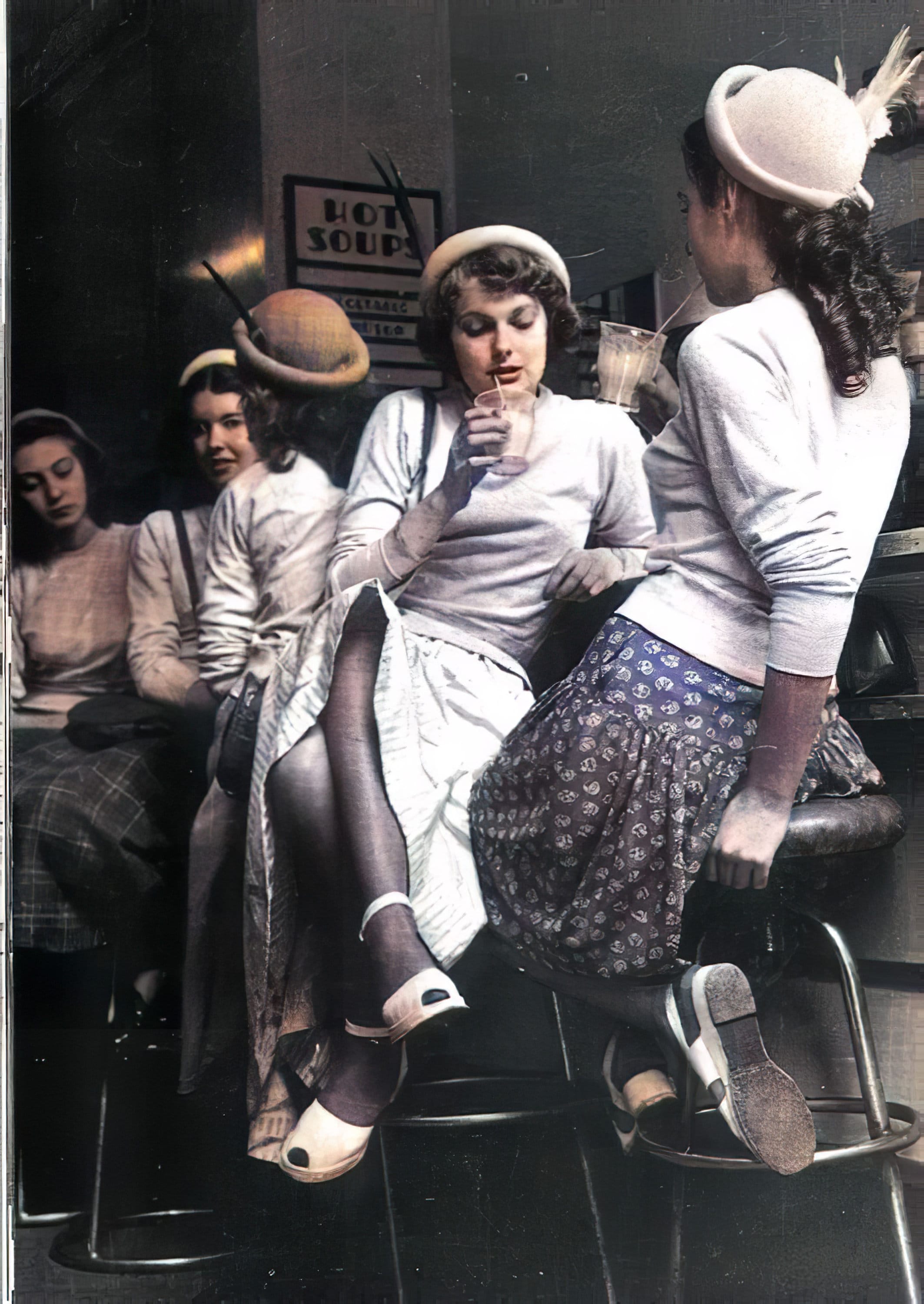The Cafe 1920s Colorized Retro Vintage Black and White Colorized ...