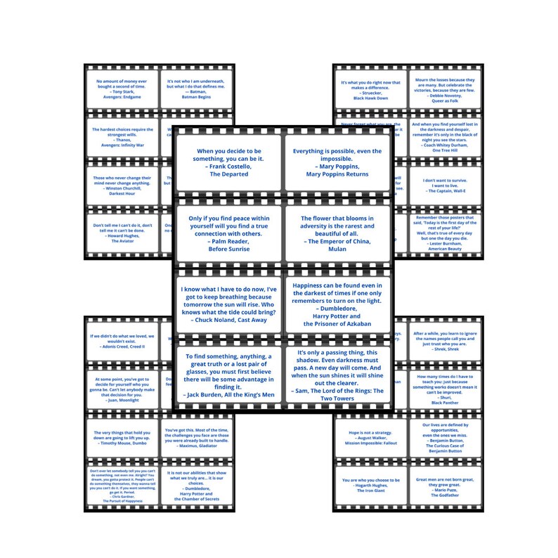 Printable Success Movie Quote Cards Affirmation Deck Manifestation Law ...