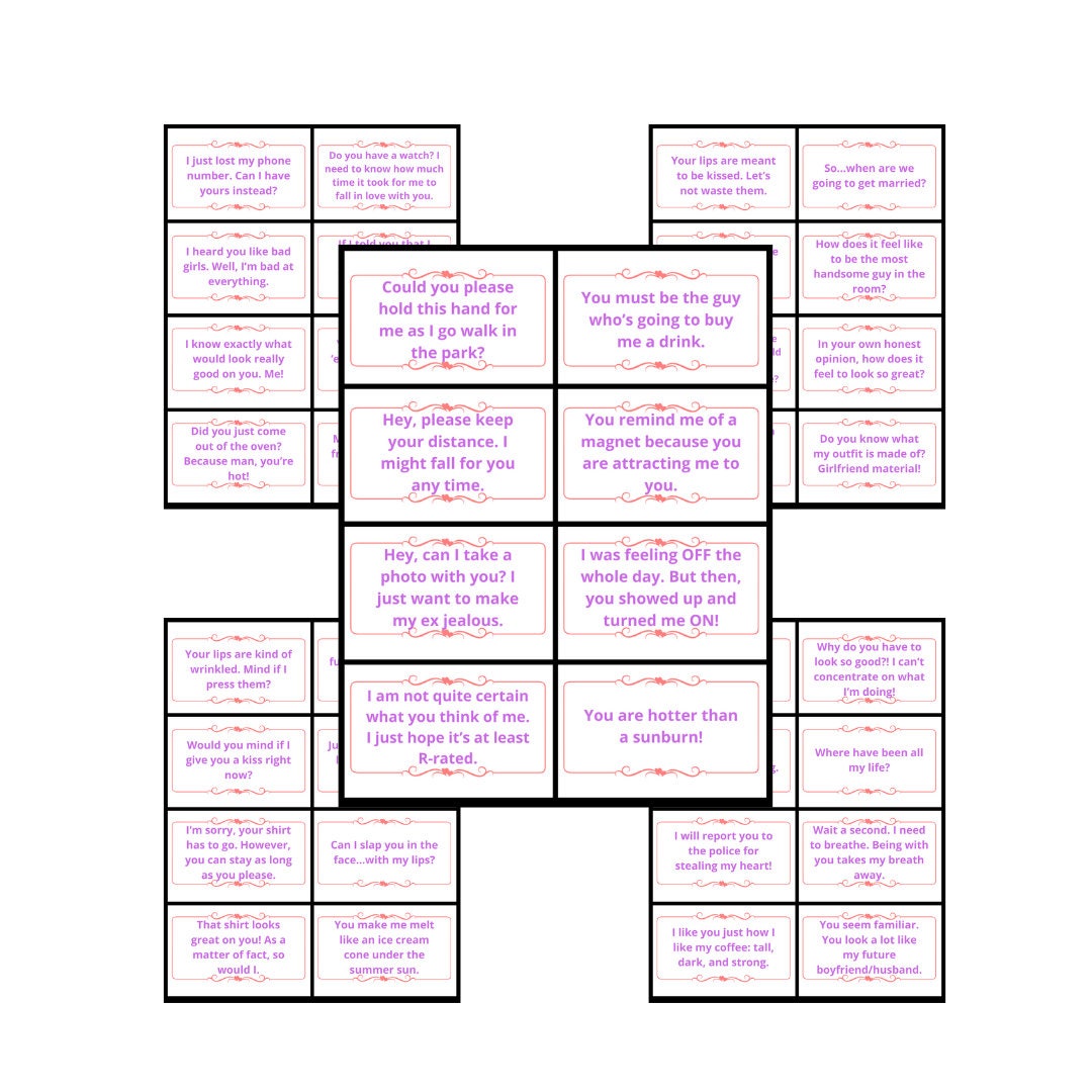 Printable Pick up Line Cards for Women. 128 Pick up Line Printables ...