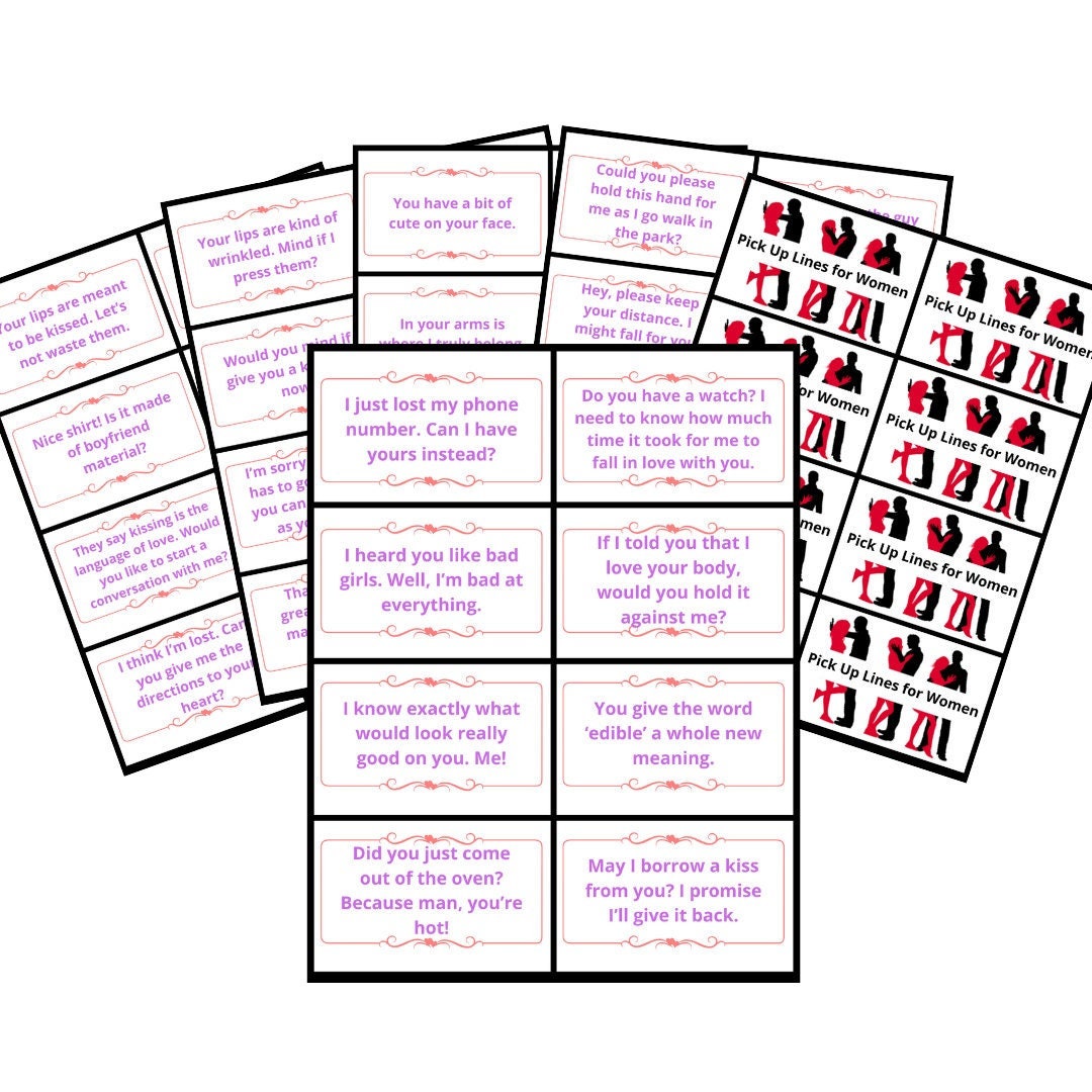 Printable Pick up Line Cards for Women. 128 Pick up Line Printables ...