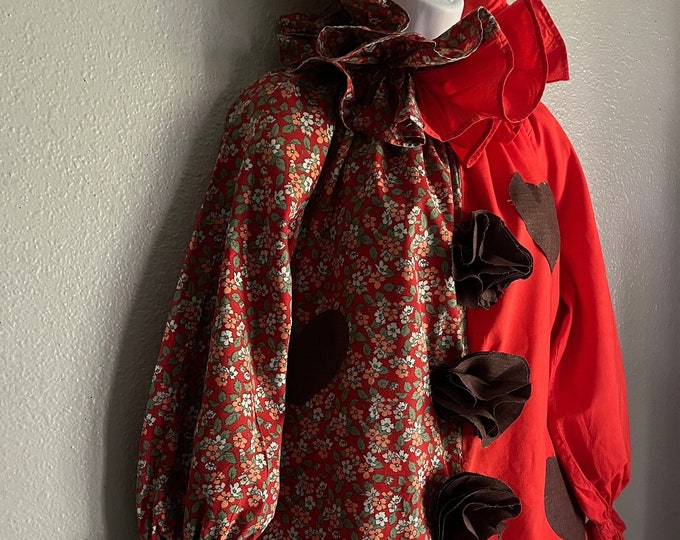 Vintage Halloween Costume, Homemade Cotton Clown Costume, Heart ...