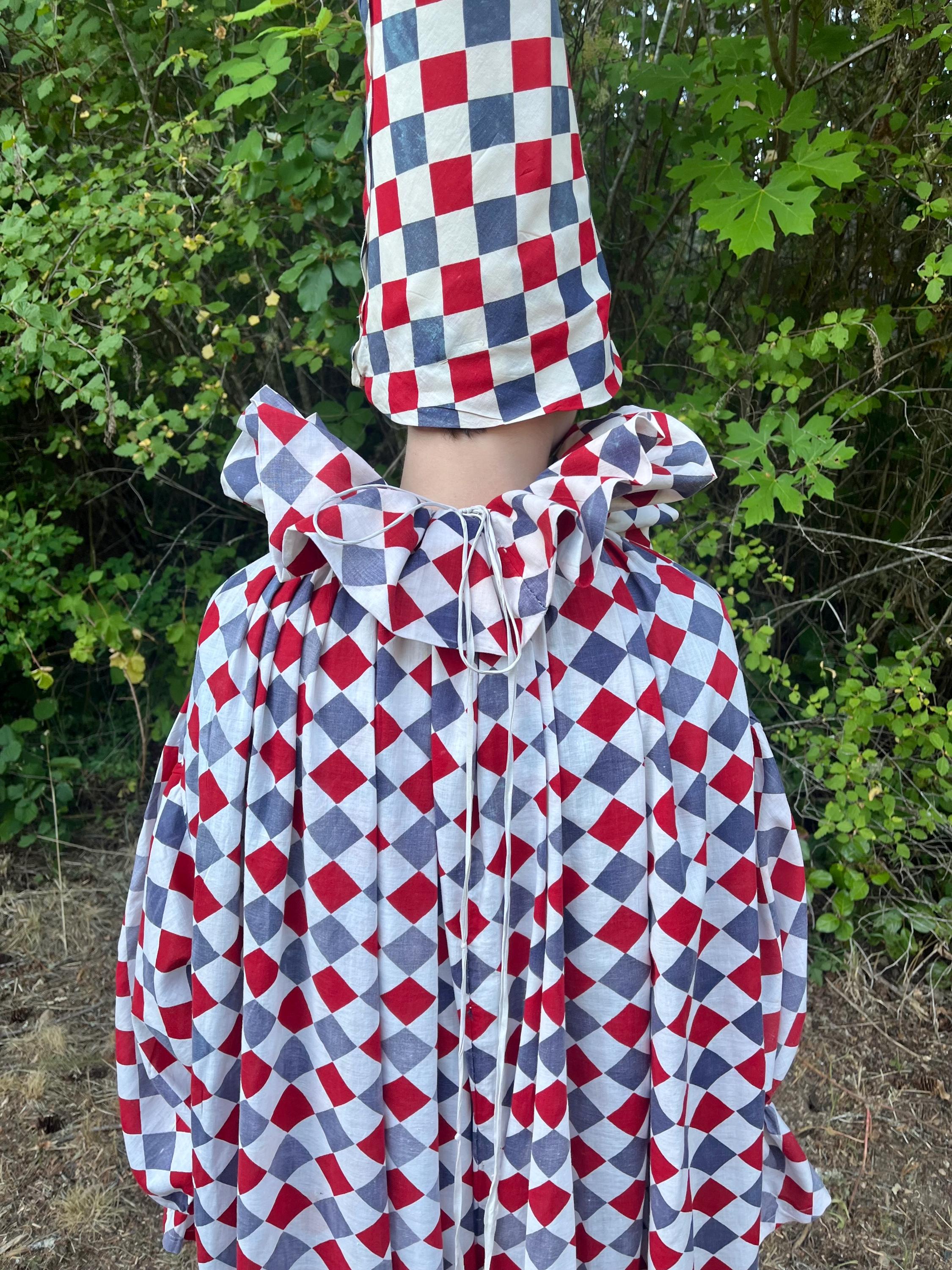Vintage Harlequin Clown Costume W/ Hat, Edwardian Circus Vaudeville ...