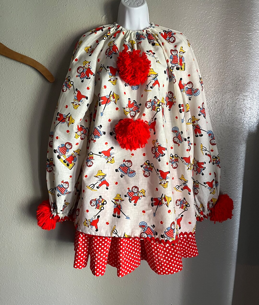 Vintage Halloween Costume, 1960s Homemade Cotton Clown Pierrette ...