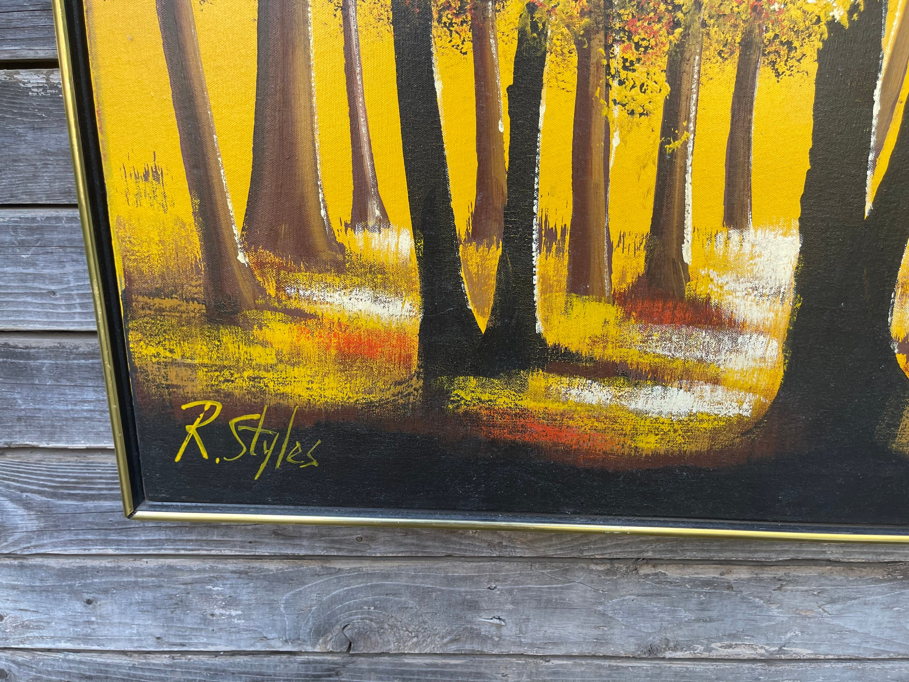 VINTAGE MCM Mid-century Modern Fall Tree Scene Avante - Etsy