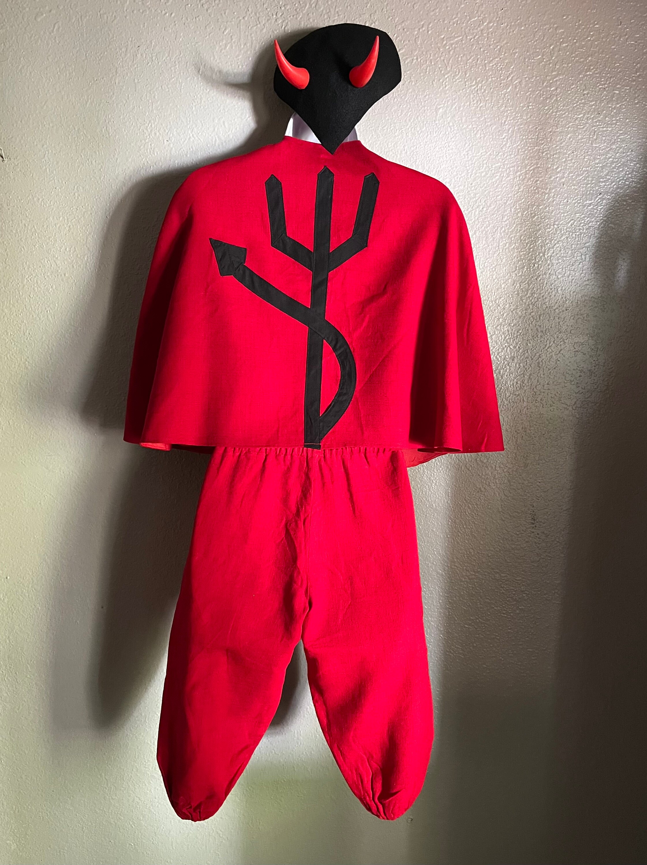 Vintage Halloween Costume, 1940s 1950s Devil Costume, Homemade Cotton ...