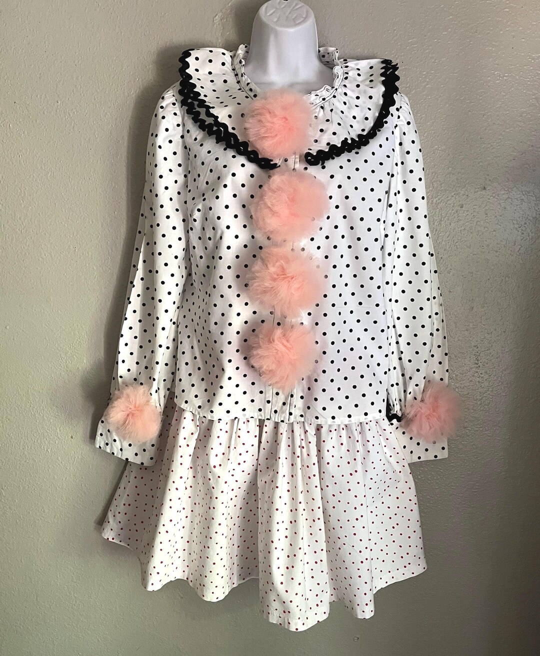 Vintage Homemade Clown Costume, Homemade Cotton Clown Blouse W/neck ...