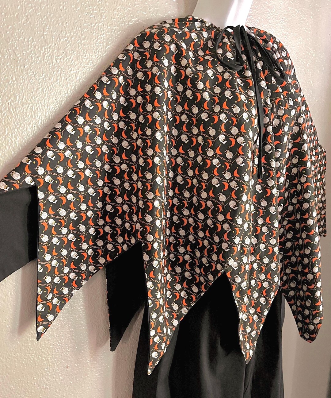 Vintage Halloween Costume, Homemade Cotton Party Dress Costume, Cape ...