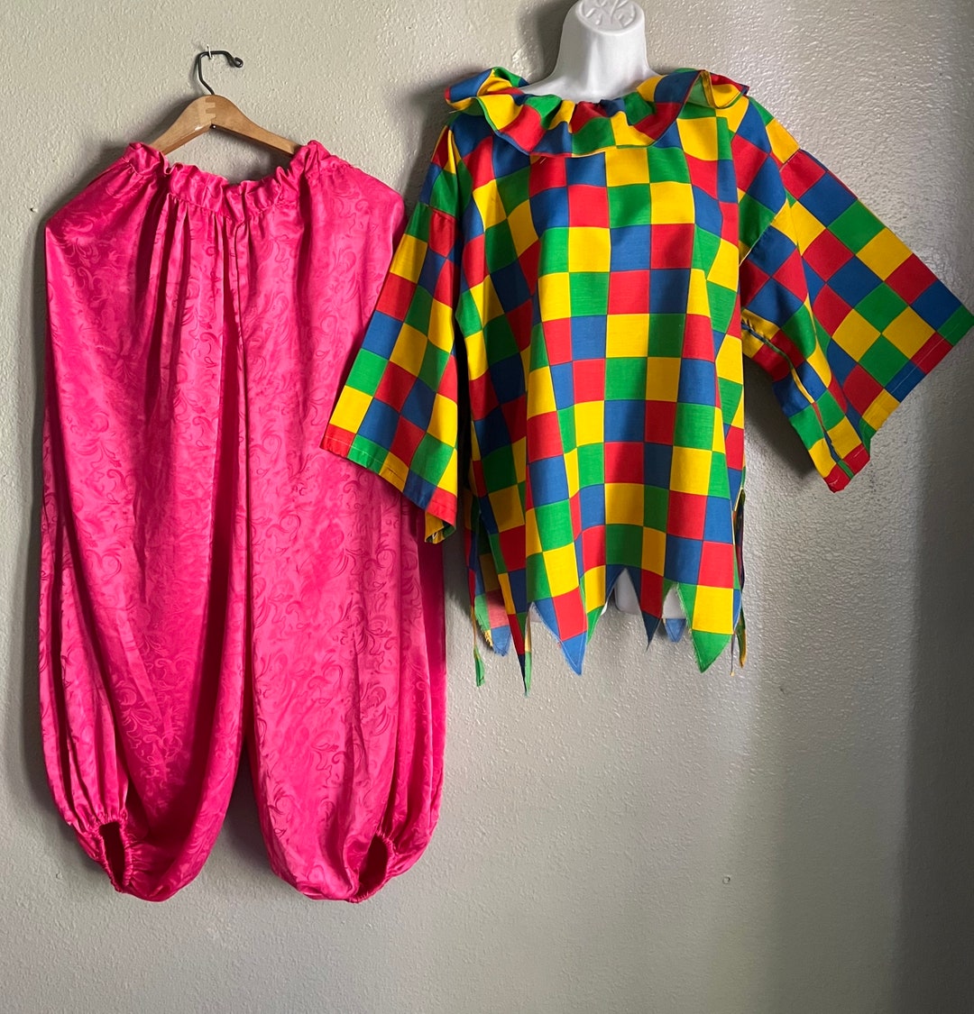 Vintage Halloween Costume, 1960s Homemade Cotton Clown Pierrette ...
