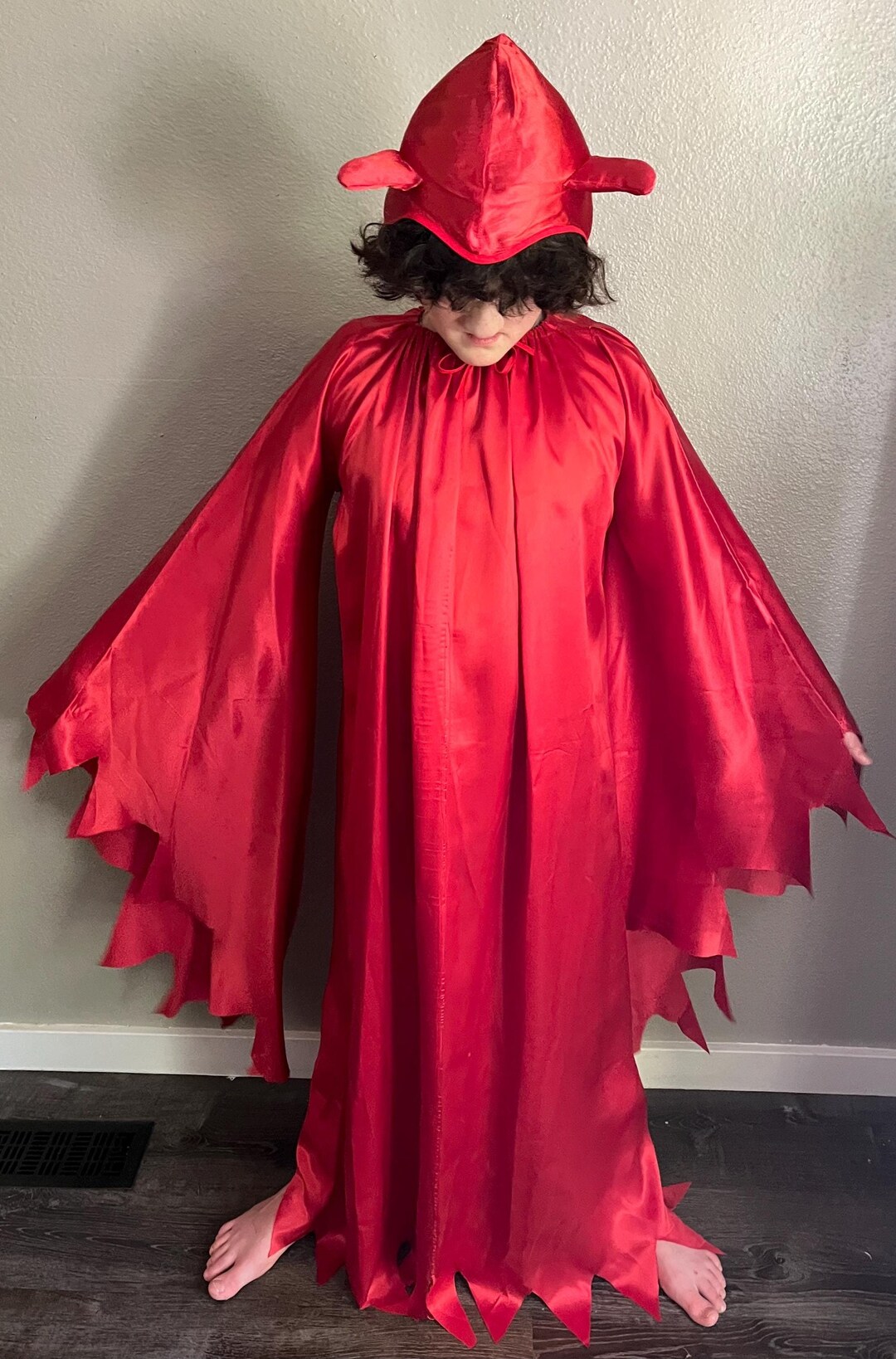 Vintage Halloween Costume, 1960s Homemade Rayon Satin Flaming Devil ...