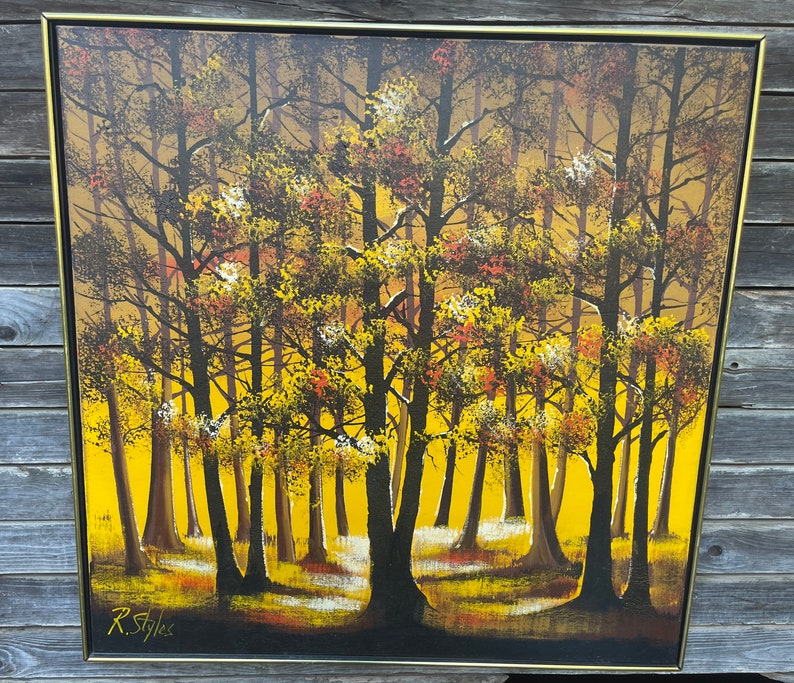 Vintage MCM Mid-century Modern, Avante Studios Oil Painting, R. Styles ...