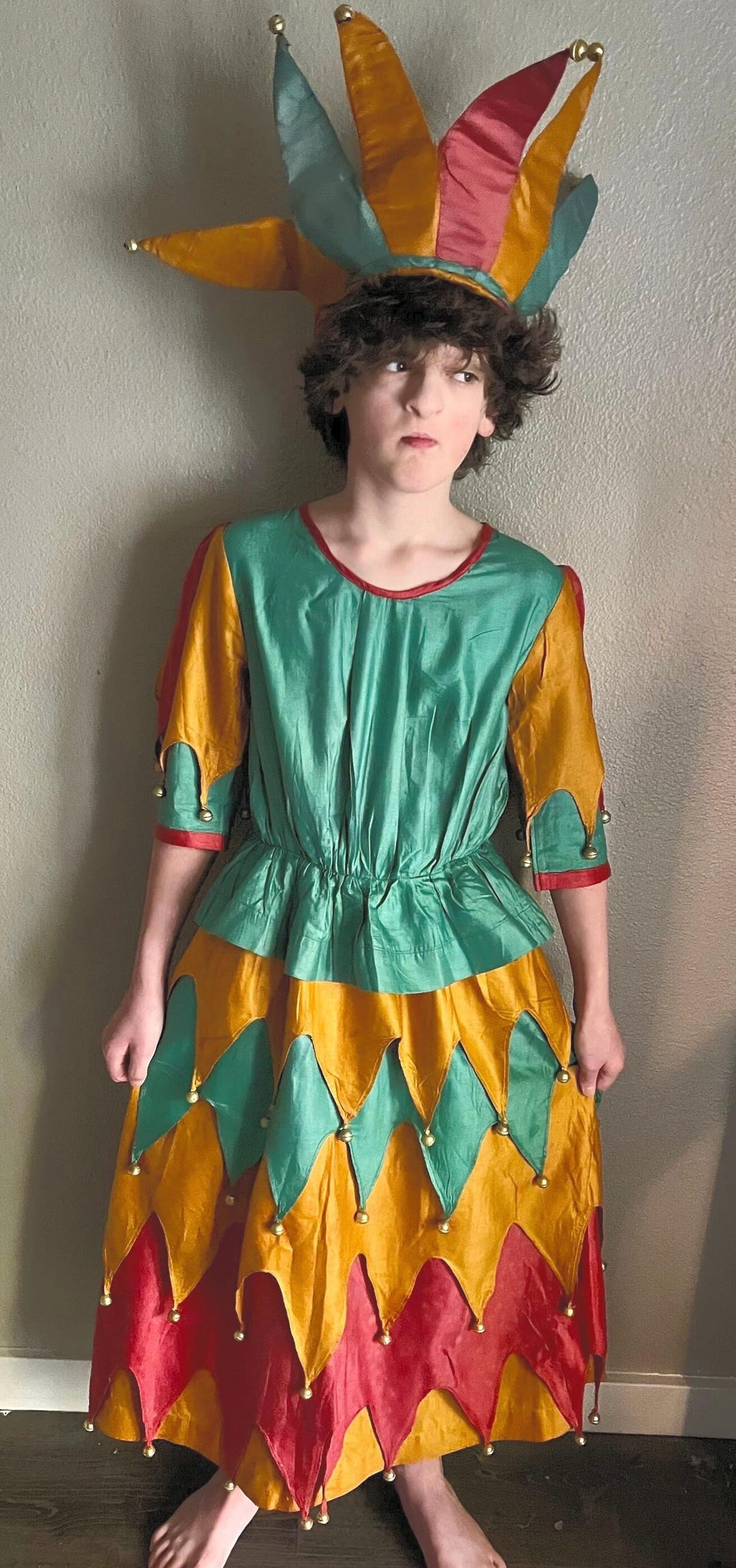 Antique Theater Costume, Harlequin Jester Pirouette Clown, Crown W ...