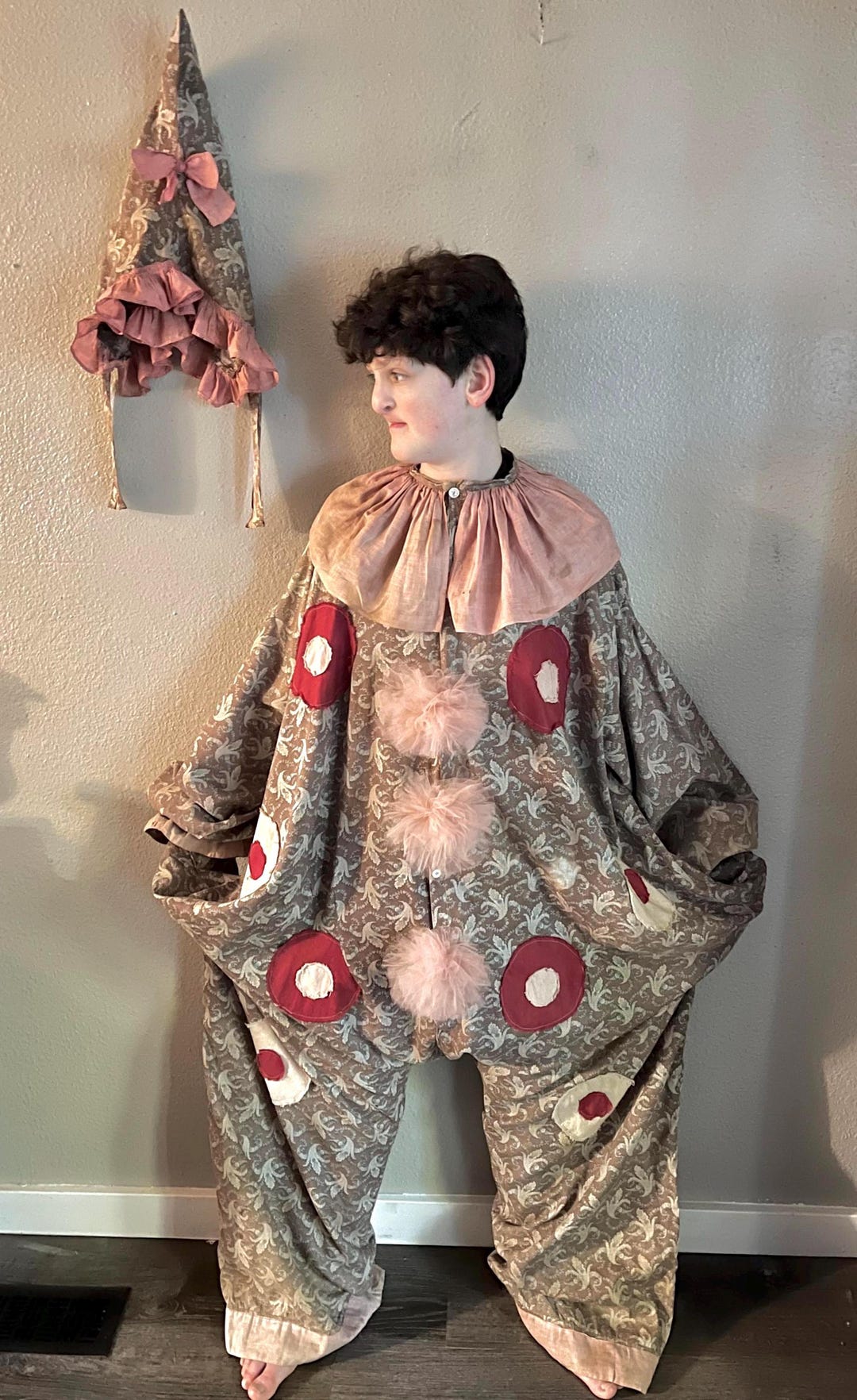 Antique Clown Costume, Cotton Circus Parade Costume W/ Matching Hat ...