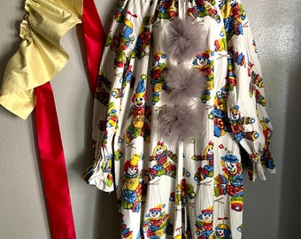 Vintage Harlequin Clown Costume, Homemade Cotton Costume W/ Matching ...