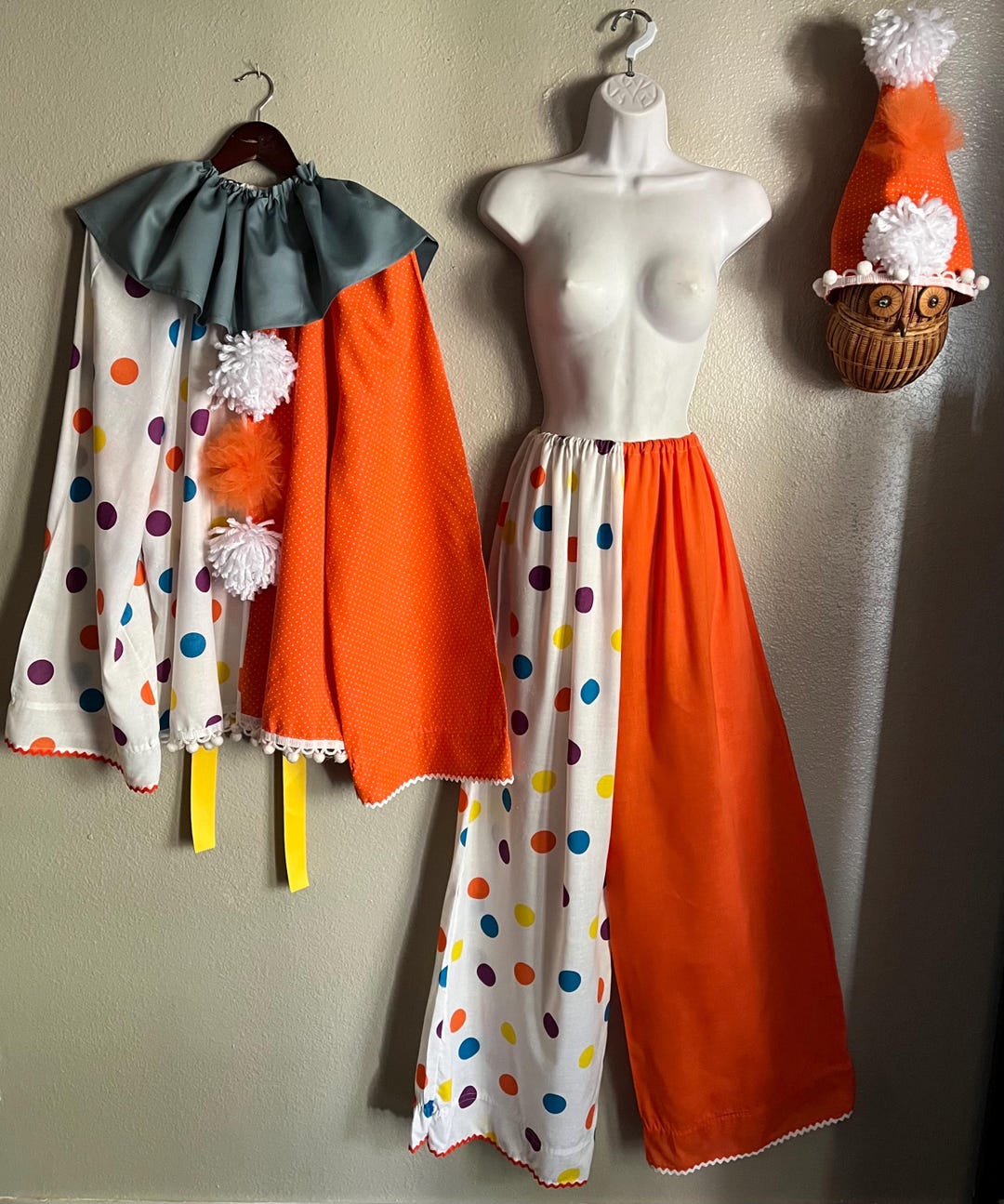 Vintage Harlequin Clown Costume, Homemade Halloween Costume, Neck ...