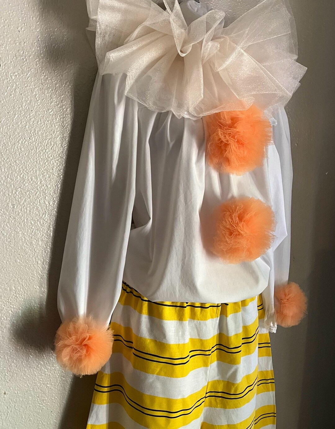 Vintage Homemade Clown Costume, Cotton Clown Pants With Pompoms, Blouse ...