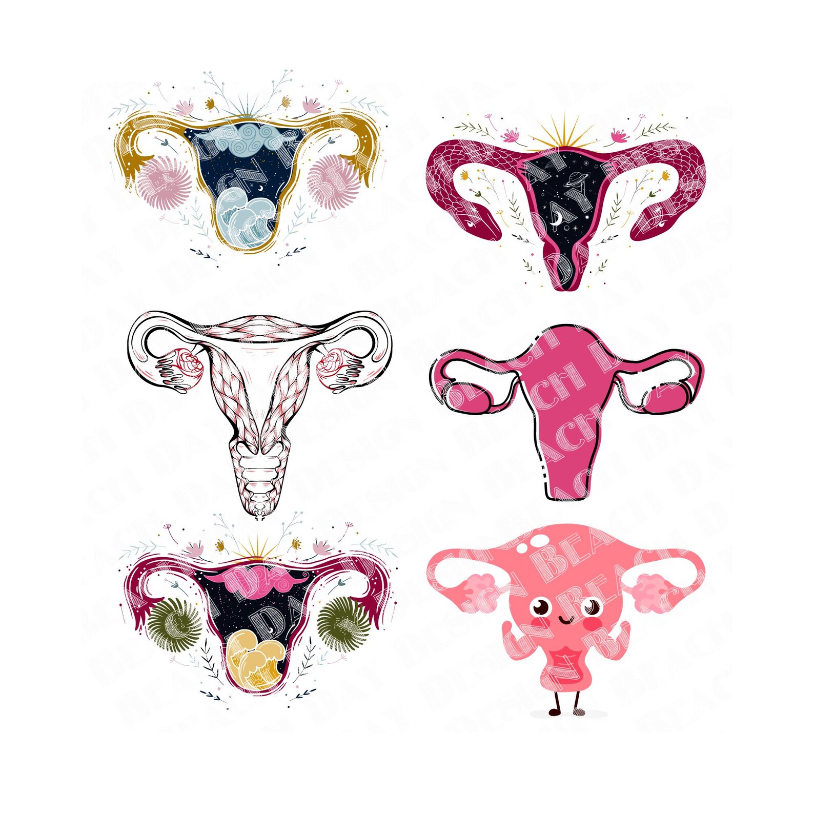 6 Colorful Uterus Svg Bundle | Printable Design | PNG Jpeg SVG PDF - Etsy