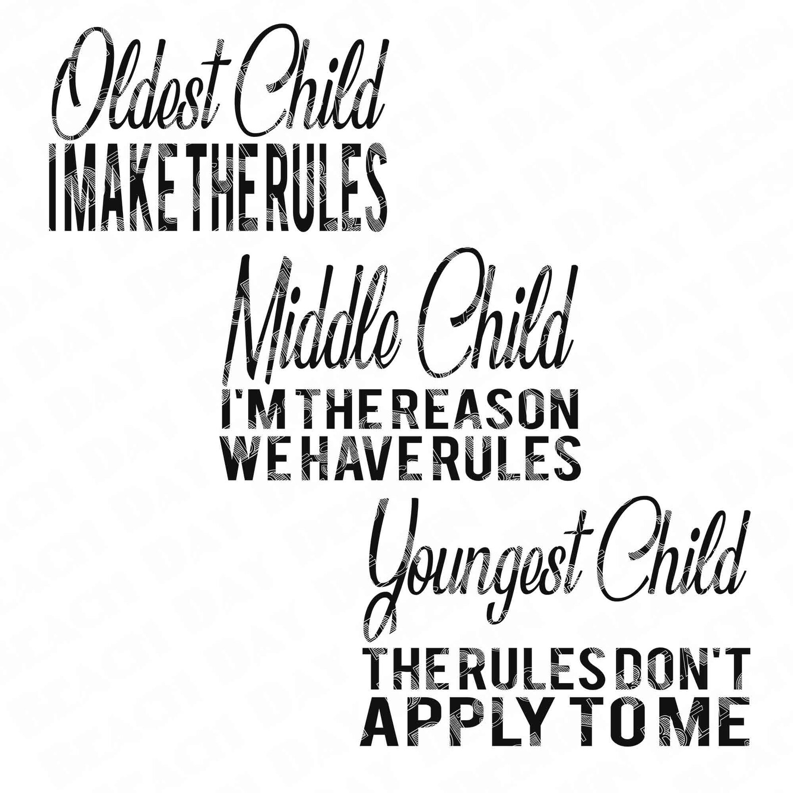 Youngest Middle Oldest Child Rules Png File, DIGITAL DOWNLOAD, Sibling ...