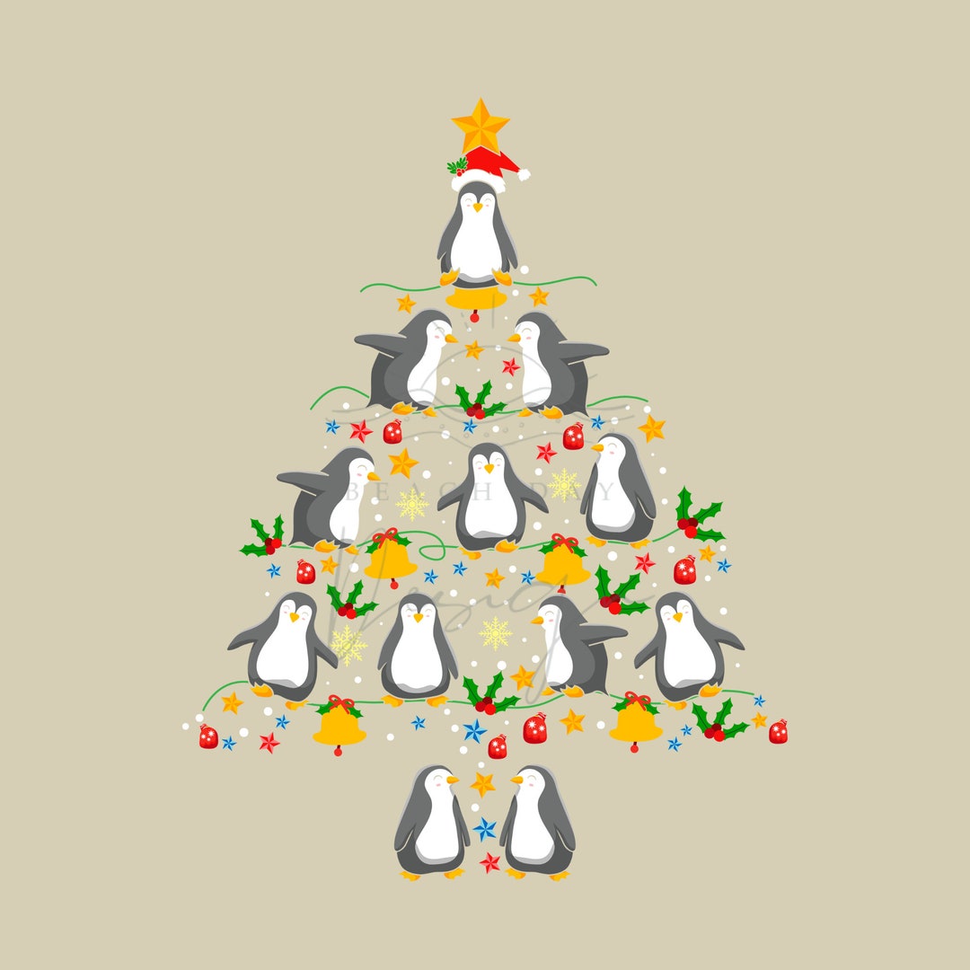 Christmas Penguin Tree, PNG SVG Jpeg PDF, Digital Download, Penguin Png ...
