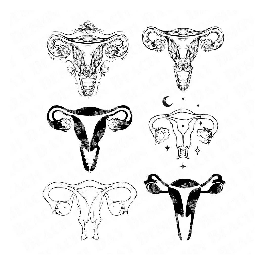 6 Black & White Uterus Svg Bundle | Printable Design | PNG Jpeg SVG PDF ...