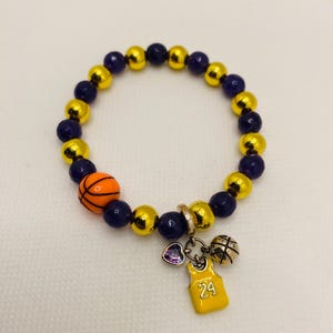 Kobe Bryant Lakers Bracelet: Amethyst & Hematite Gemstone Beads - Etsy