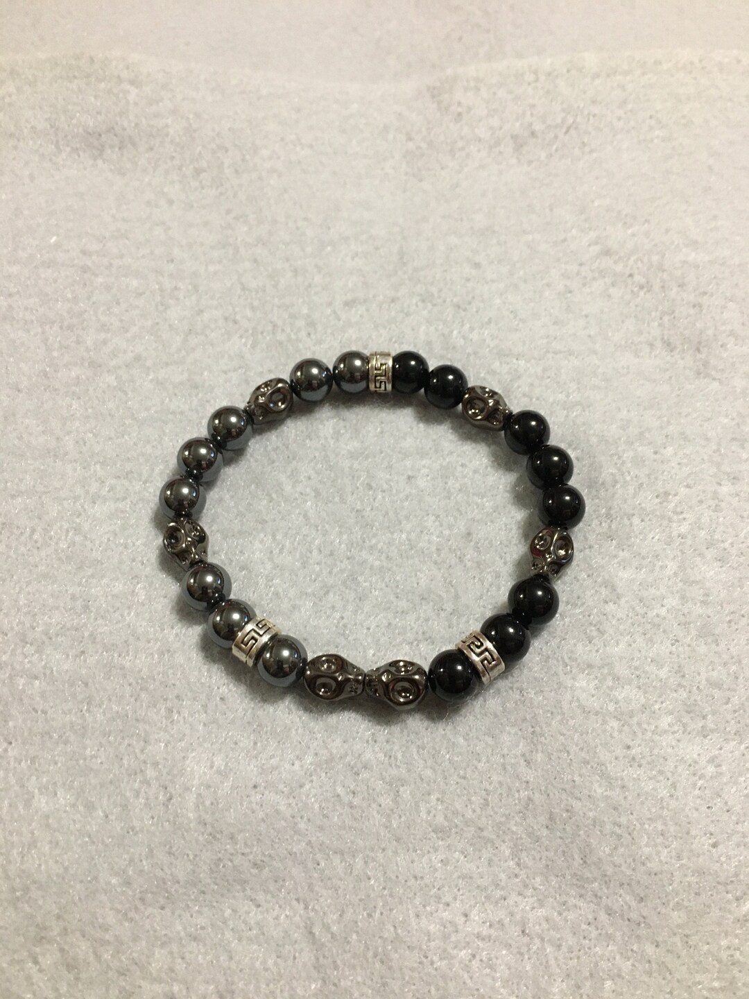 Gothic Schmuck Day of the Dead Totenkopf Armband mit Schwarzer Onyx ...