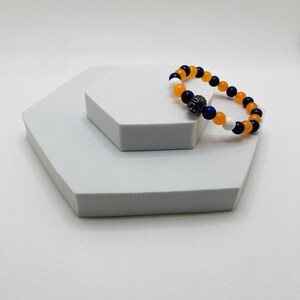 Denver Broncos Bracelet: Gemstone Beads & Football Helmet Charm NFL Fan ...