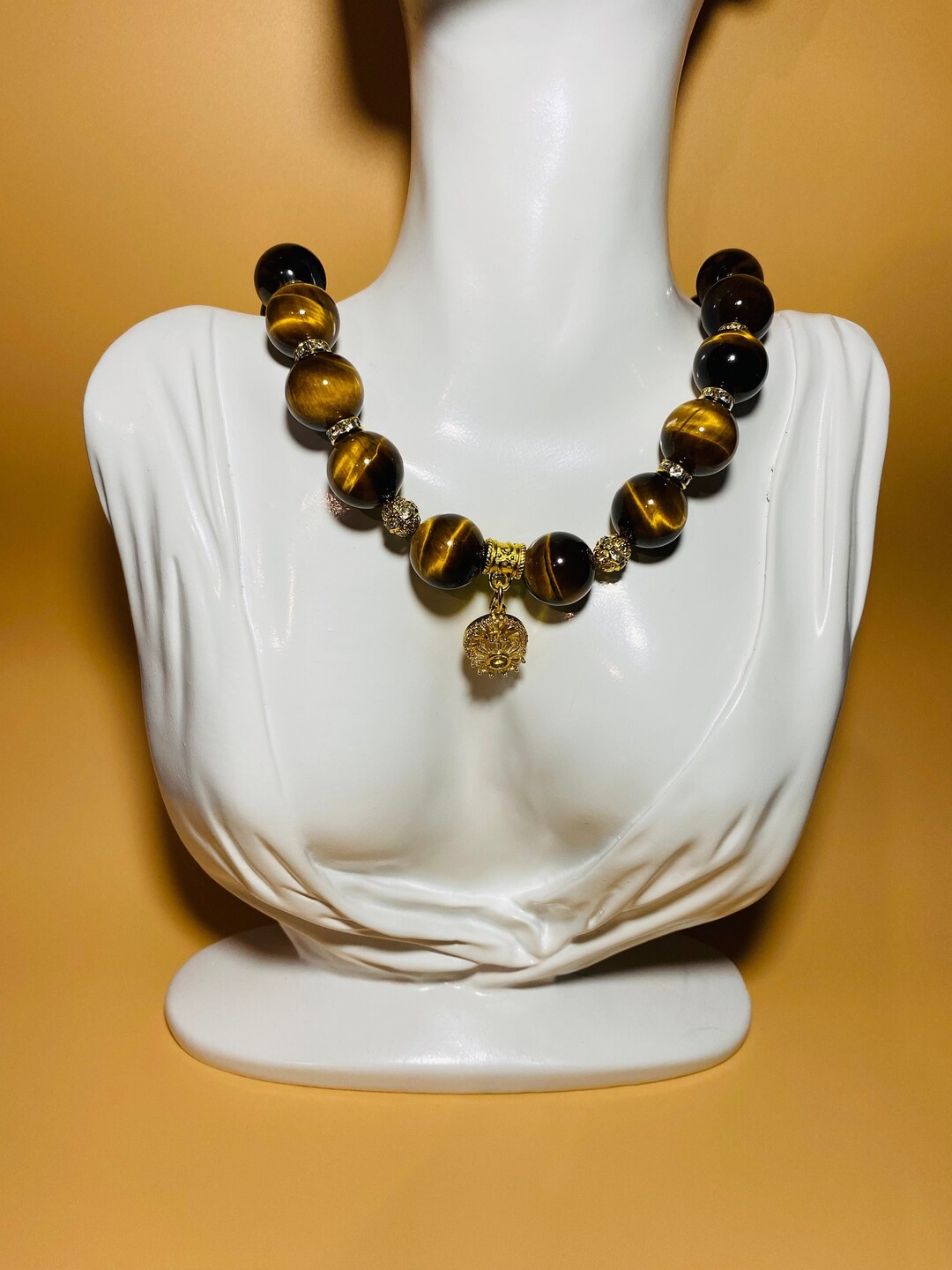 Tigers Eye Necklace for Women With Sunflower Charm, Sunflower Necklace ...