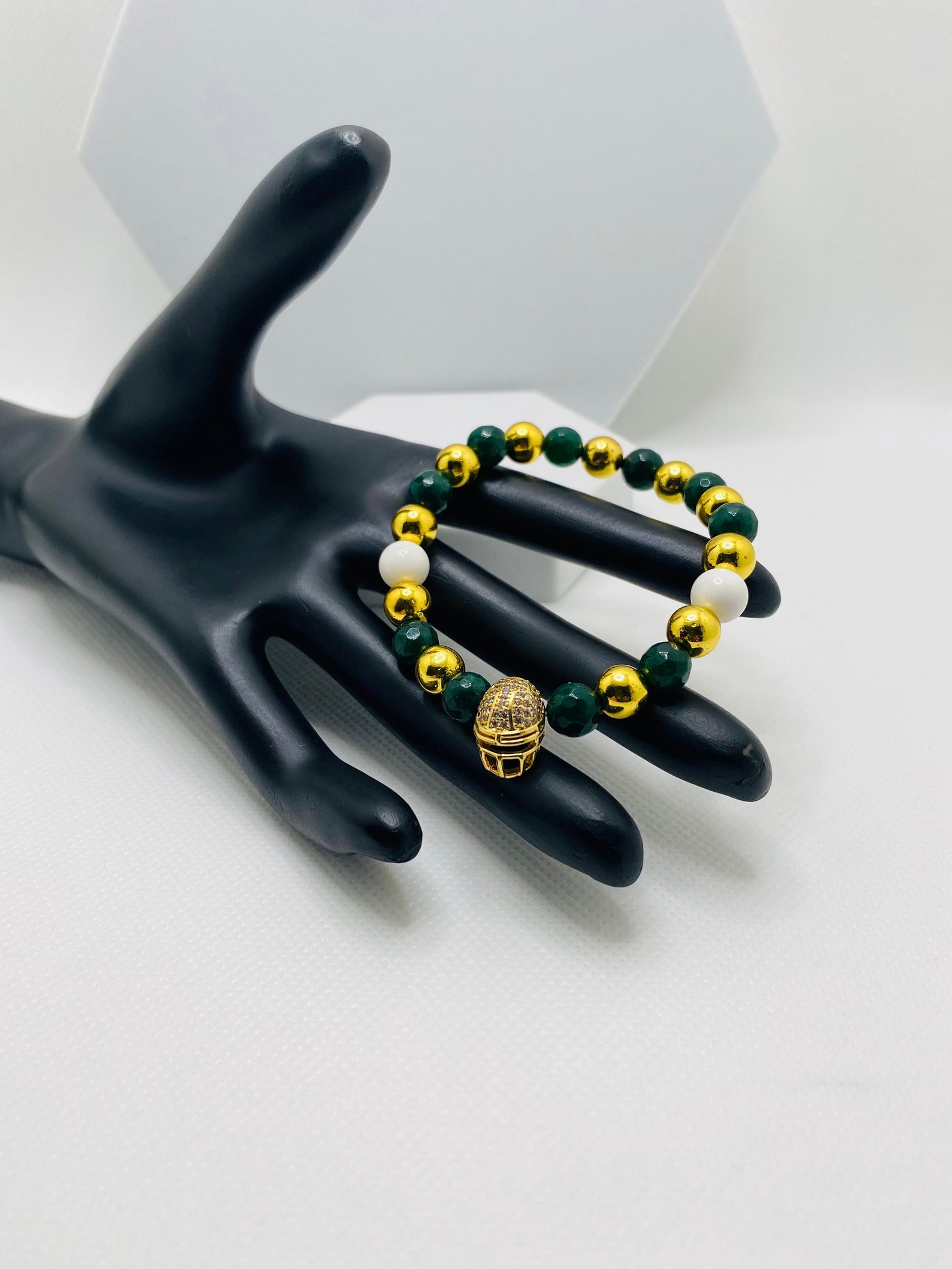 Green Bay Packers Bracelet: Jade, Hematite & Football Helmet - Etsy