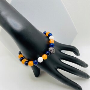 Denver Broncos Bracelet: Gemstone Beads & Football Helmet Charm NFL Fan ...