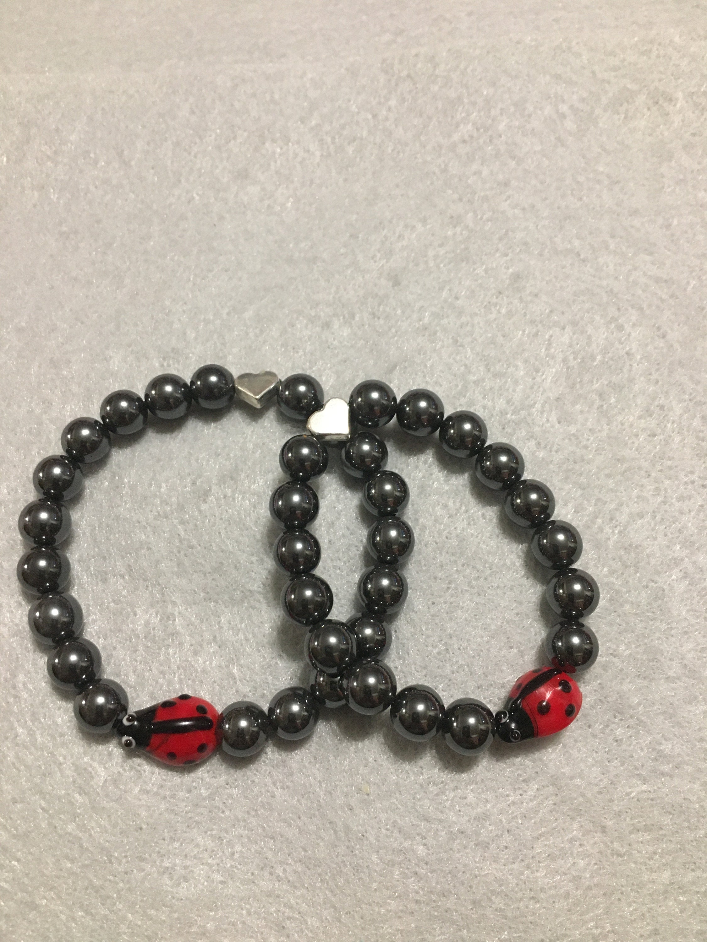 Mommy and Me Miraculous Ladybug Matching Bracelets - Hematite Gemstone ...