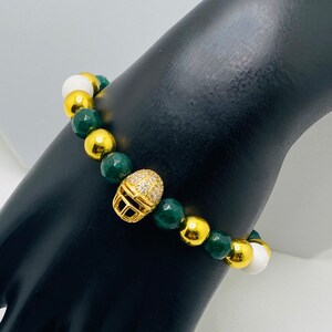Green Bay Packers Bracelet: Jade, Hematite & Football Helmet - Etsy
