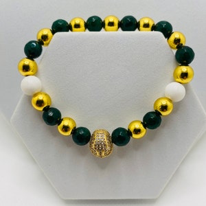 Green Bay Packers Bracelet: Jade, Hematite & Football Helmet - Etsy