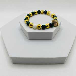 Green Bay Packers Bracelet: Jade, Hematite & Football Helmet - Etsy