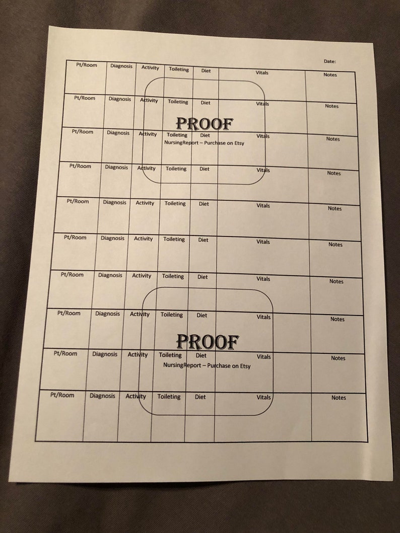 CNA PCT Report Sheet - Etsy