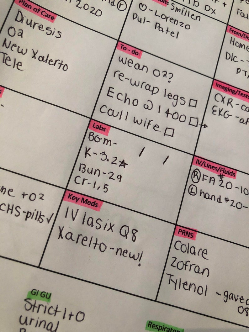 ICU Report Sheet Step Down - Etsy