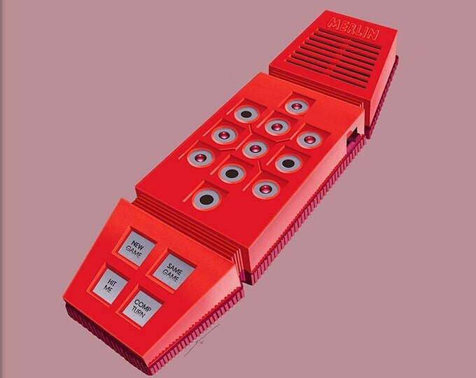 Merlin Handheld Game - Hand-drawn, Digital Print - Framed W/ FREE US ...