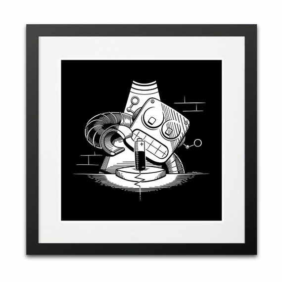 Booby Trap Hand Drawn Robotic Retro-style Digital Print | Etsy