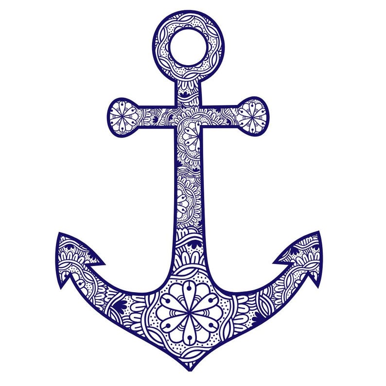 Anchor SVG File, Mandala Anchor SVG, Anchor Monogram SVG, Floral Anchor ...