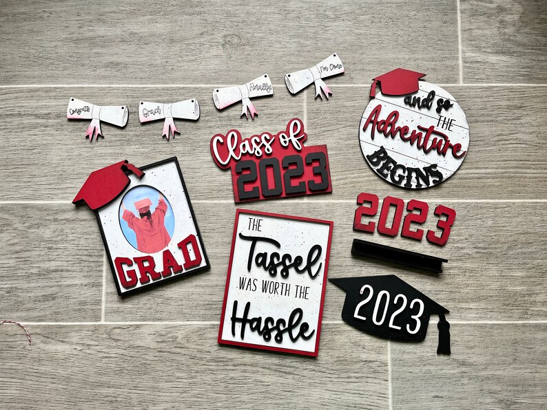 Graduation Tiered Tray Unfinished DIY Wood Kit, Blanks to Decorate for ...