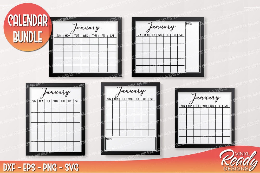 Calendar SVG Bundle: Family Home Planner, Laser Cut Files (digital ...