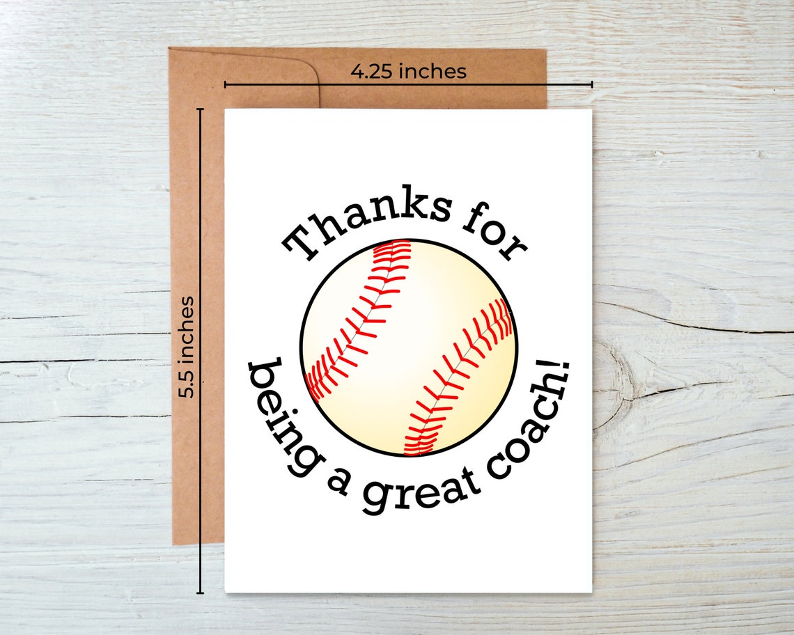 Baseball Coach Thank You Card, Thank You Card for Coach, Baseball Coach ...