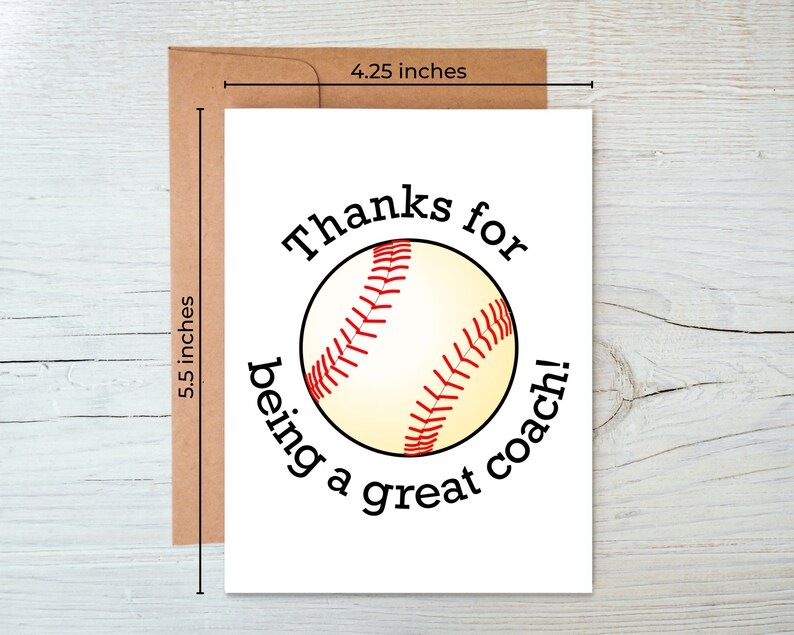 Baseball Coach Thank You Card, Thank You Card for Coach, Baseball Coach ...