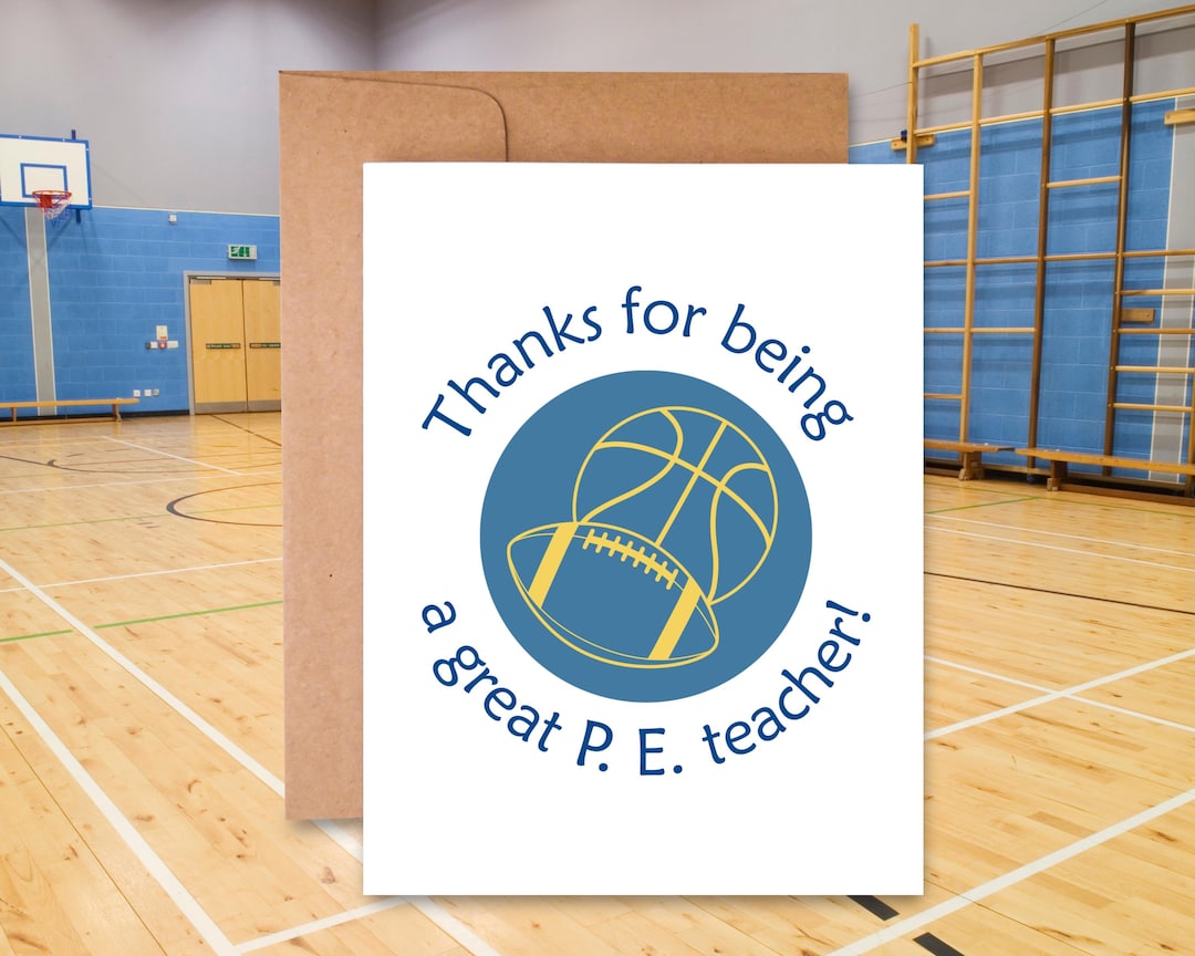 PE Teacher Thank You Card, Thank You Card for Gym Teacher, Teacher ...